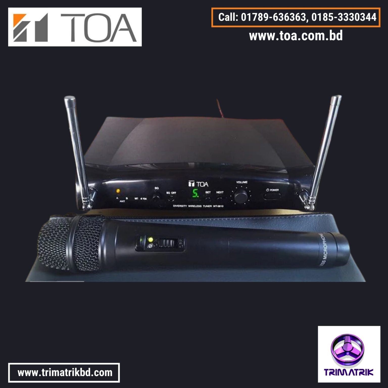 TOA WM-5225 With WT-5810 UHF Wireless Microphone | Toa Bangladesh